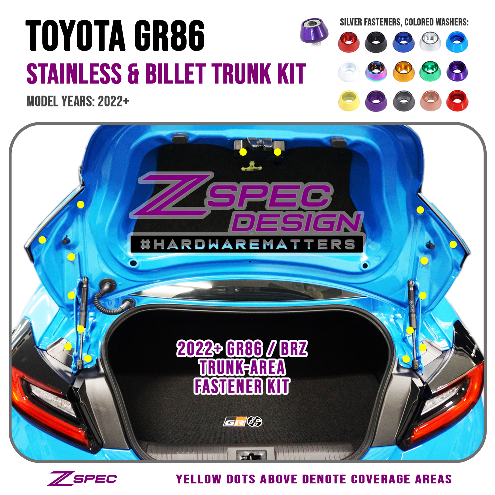 ZSPEC Trunk Area Fastener Kit for Toyota GR86 & Subaru BRZ, Stainless ...